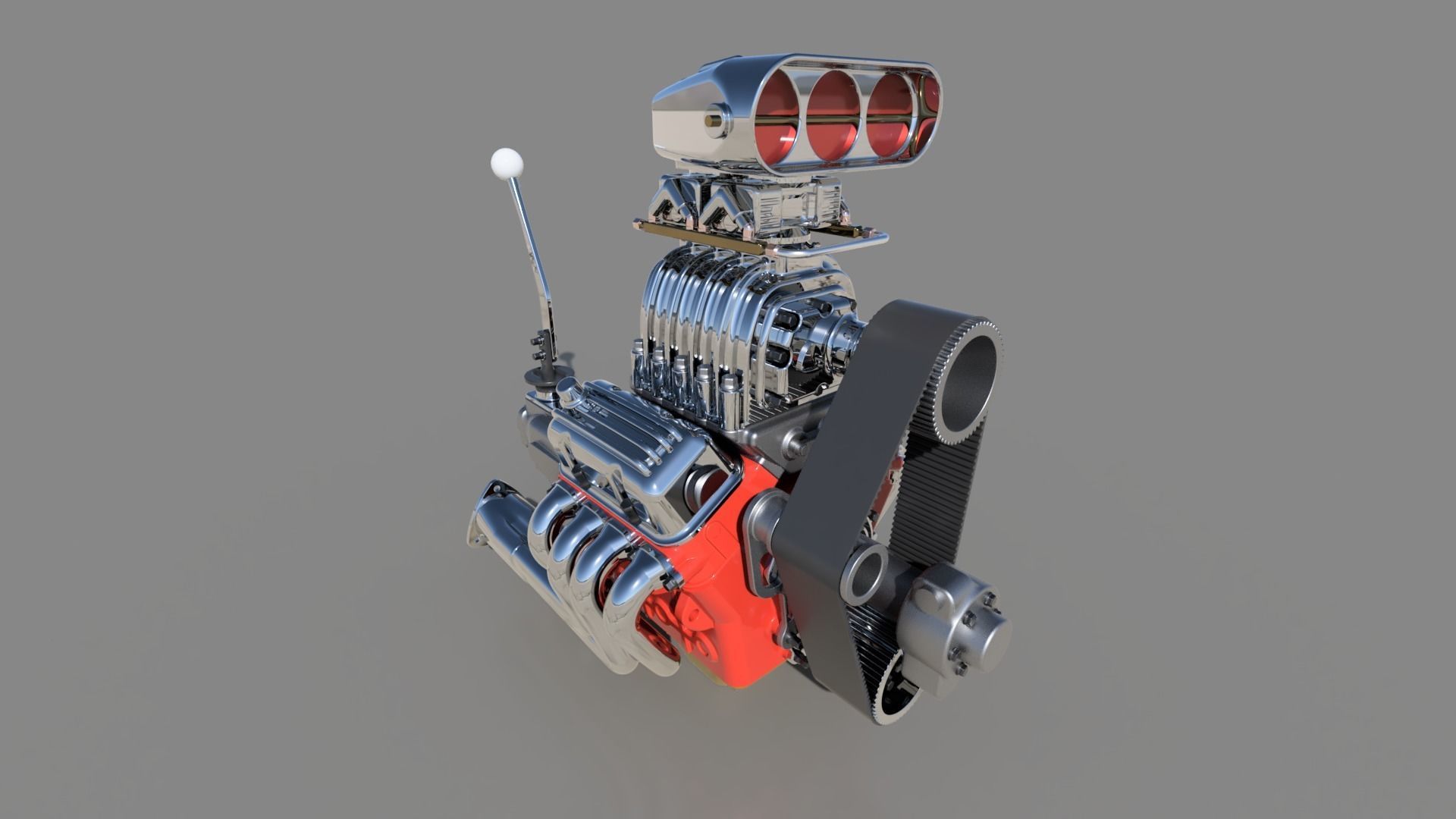 Cartoon V8 HotRod engine 3D model | CGTrader