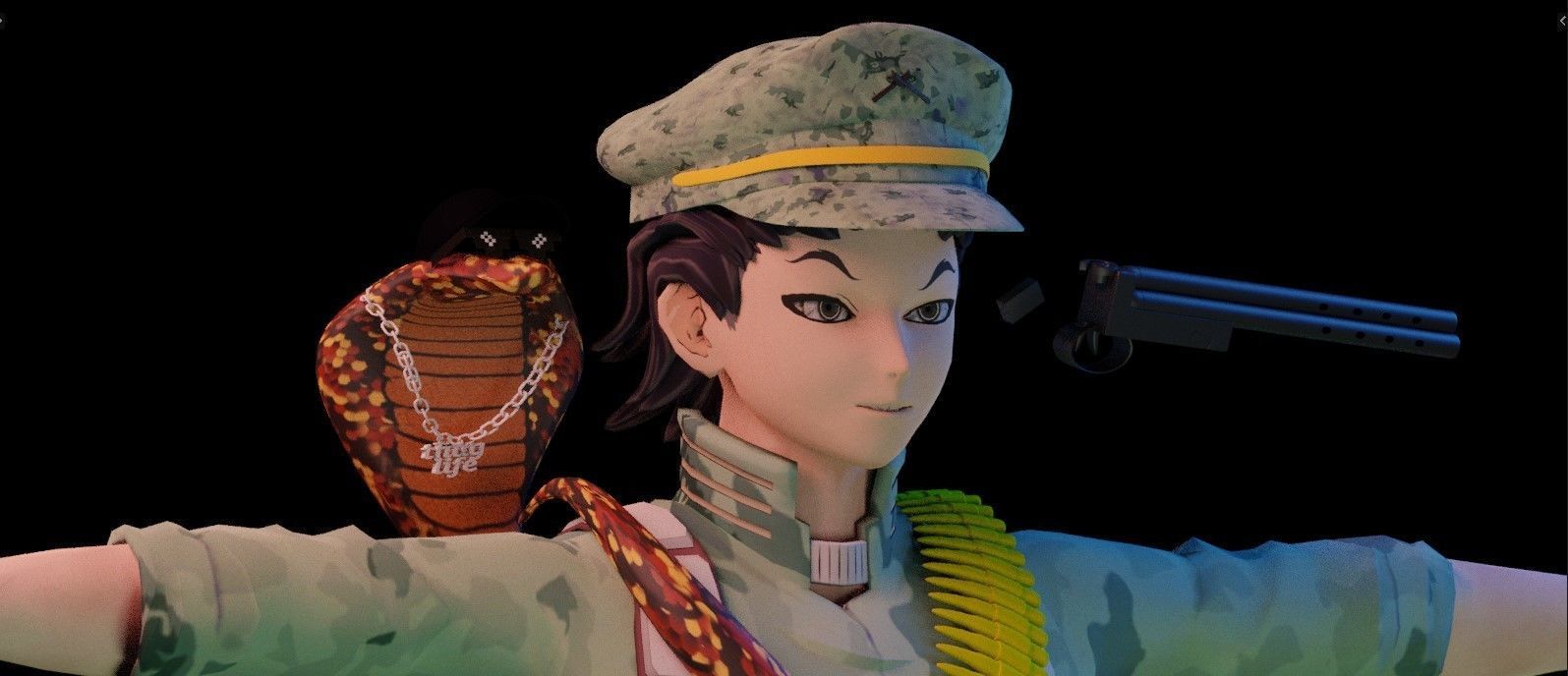 anime boy soldiere character with gun animation for free free VR / AR ...