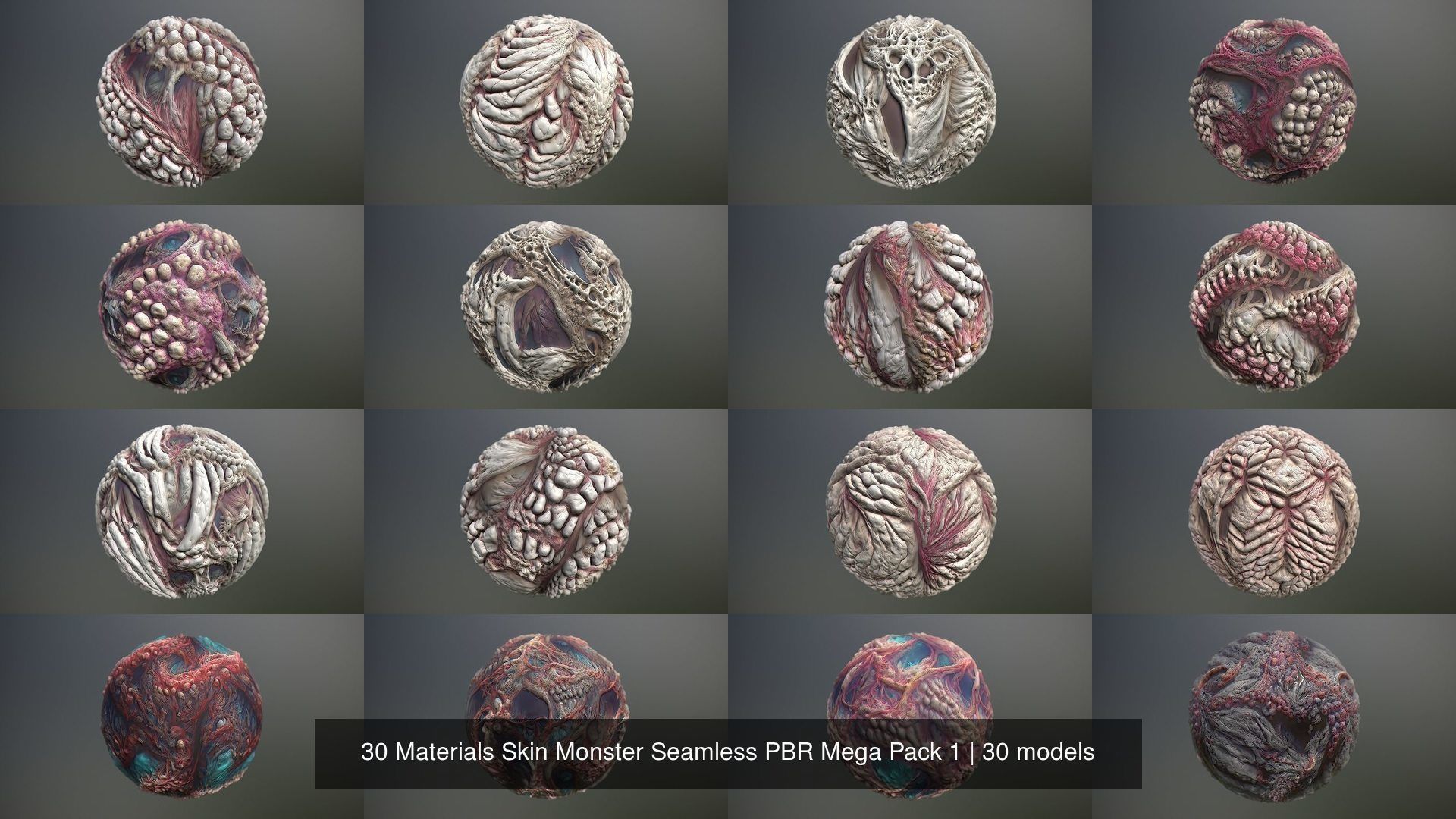30 Materials Skin Monster Seamless PBR Mega Pack 1 3D Model Collection ...