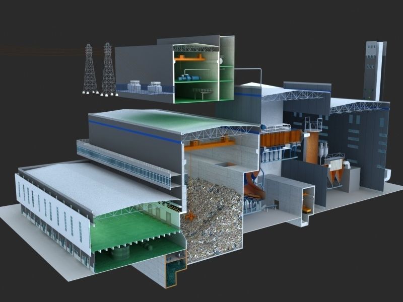 Waste burning power generation 3D model | CGTrader
