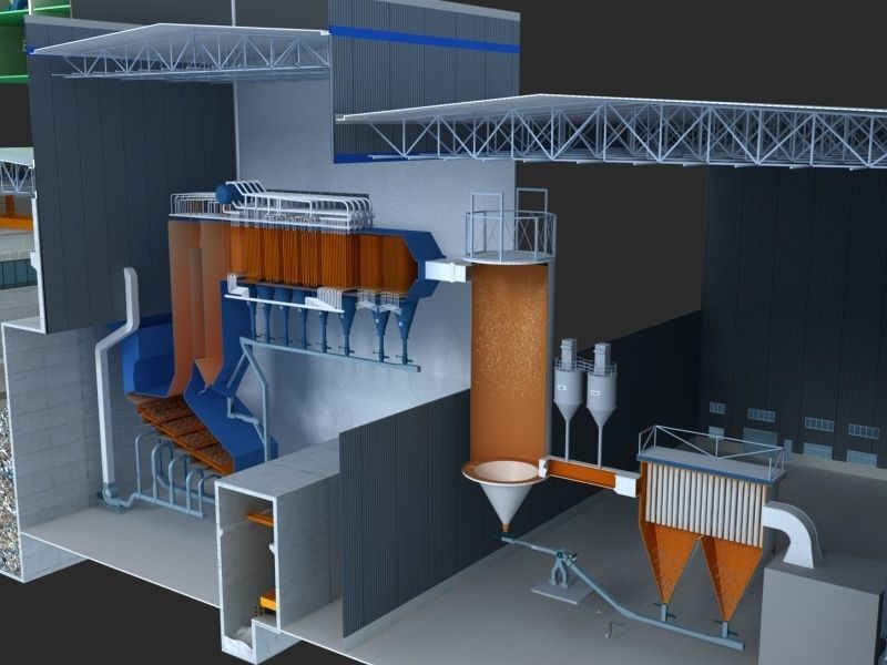 Waste burning power generation 3D model | CGTrader