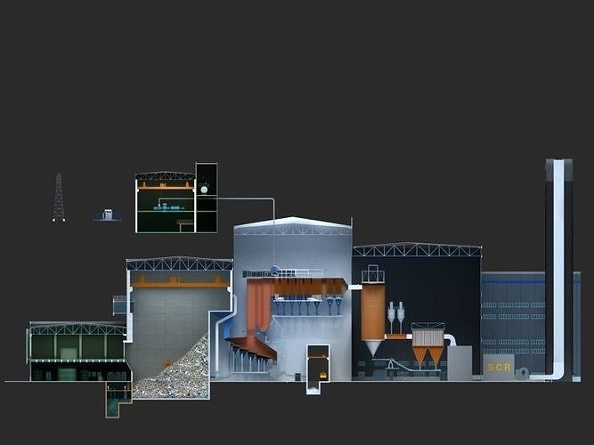 Waste burning power generation 3D model | CGTrader