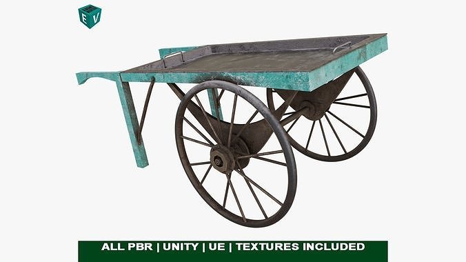 3D model Wooden Cart06 All PBR Unity UE Textures Included VR / AR / low ...