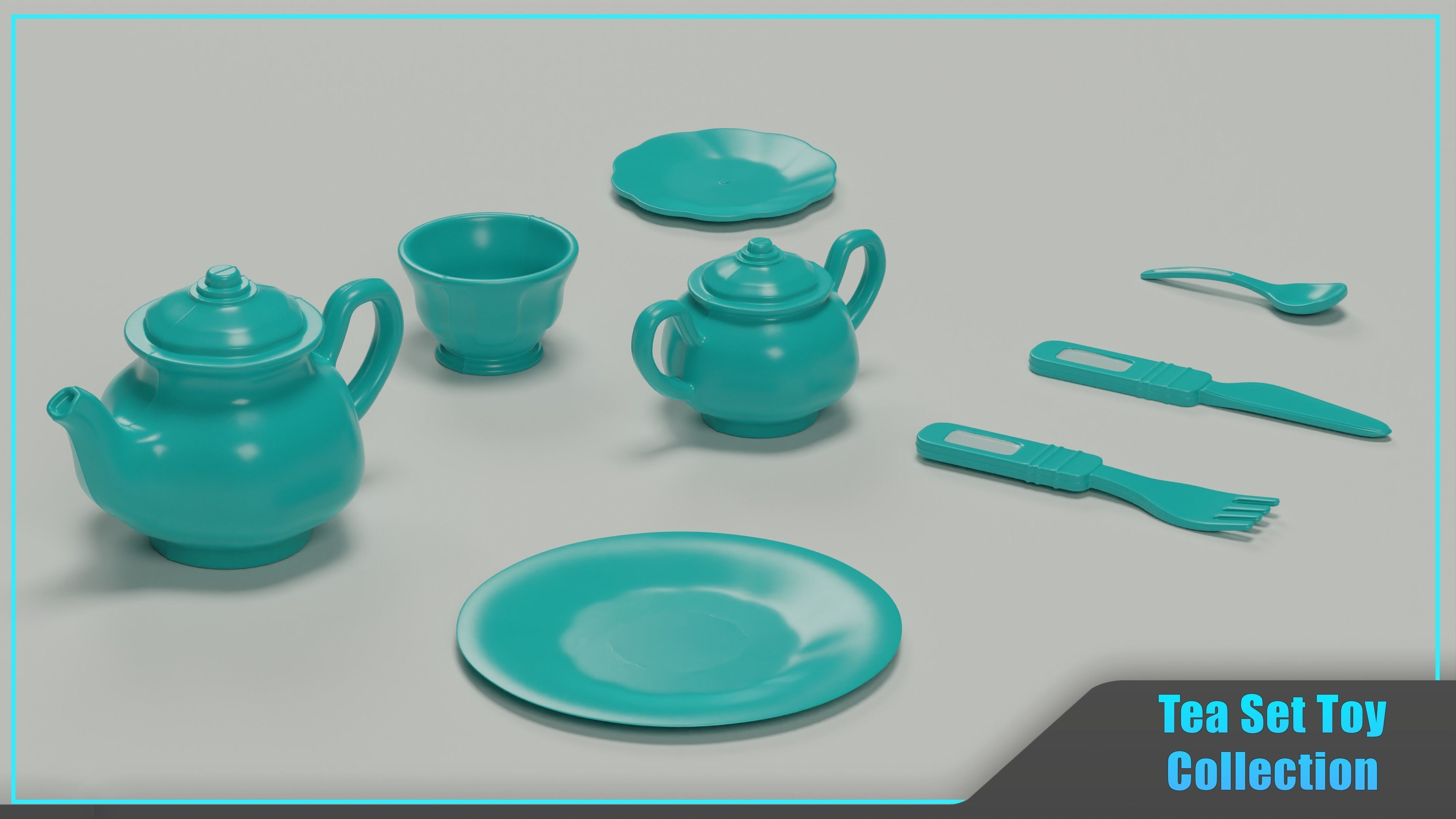 Tea Set Toy Collection 3D model | CGTrader