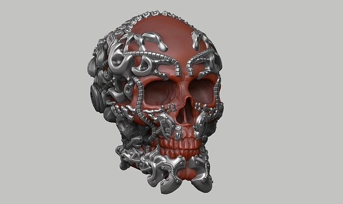 skull robot head a44 3D model 3D printable | CGTrader