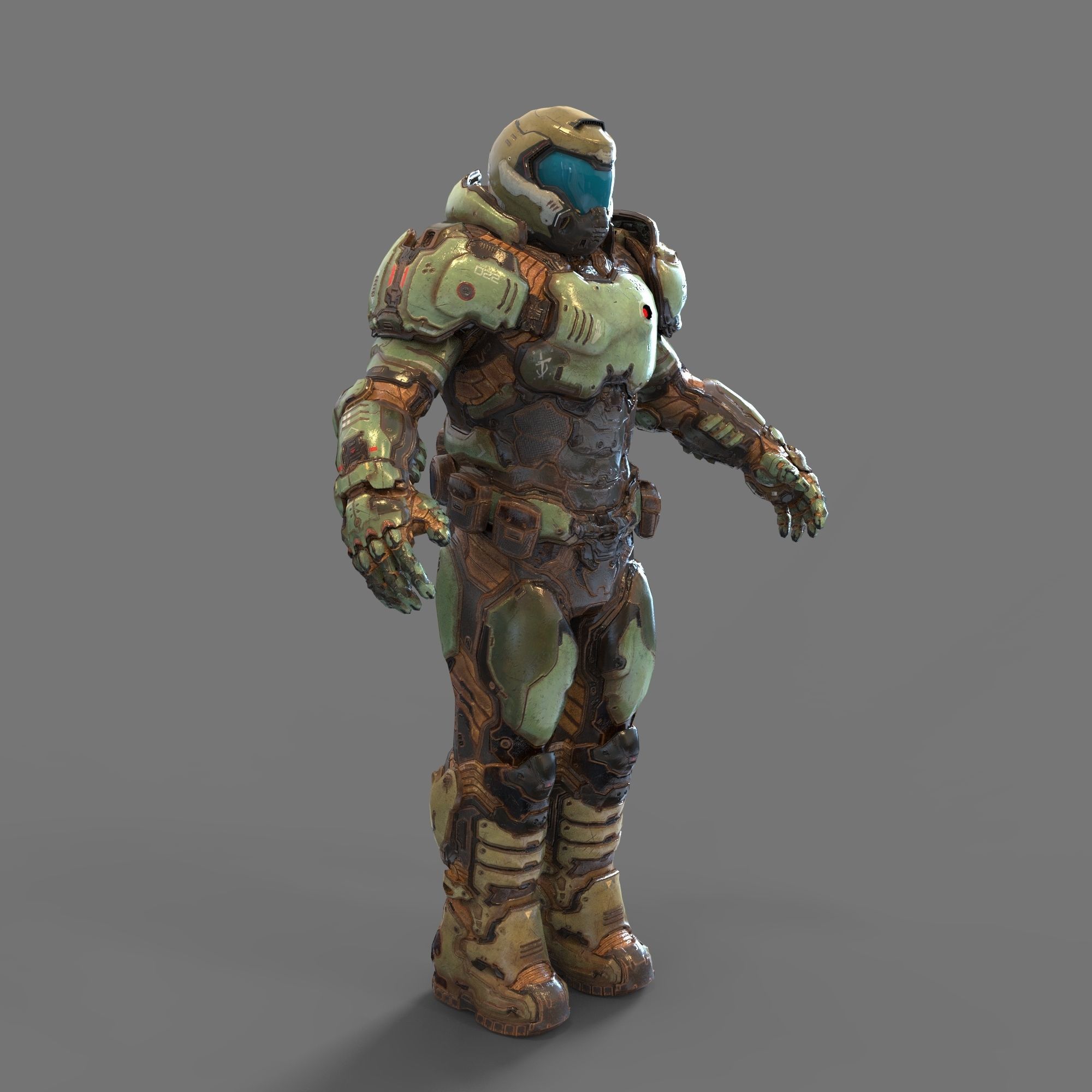 Doom Slayer 2016 Full Body Armor with Helmet and Shotgun 3D model 3D ...
