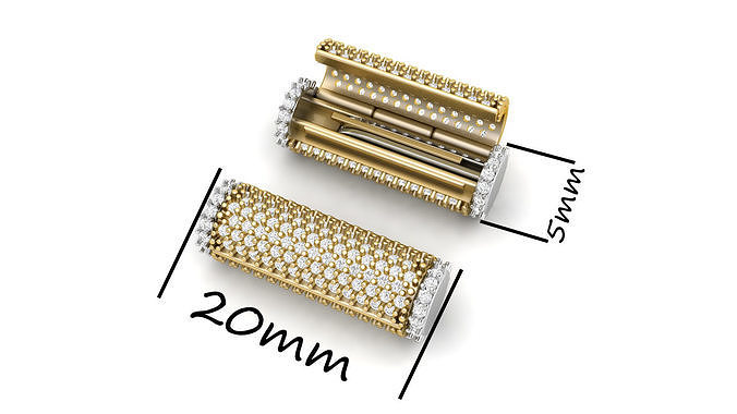 5 mm x 20mm Round Flip Diamond Lock Box for Chain and Necklace 3D model ...