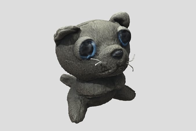 Plush grey cat toy 3D model | CGTrader