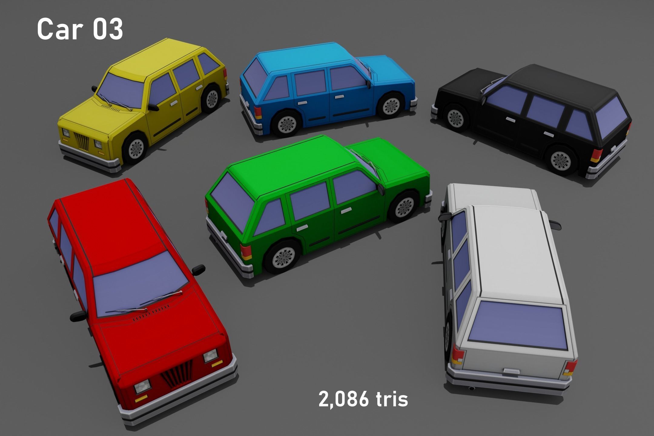 3D model Low poly vehicle pack 01 VR / AR / low-poly | CGTrader