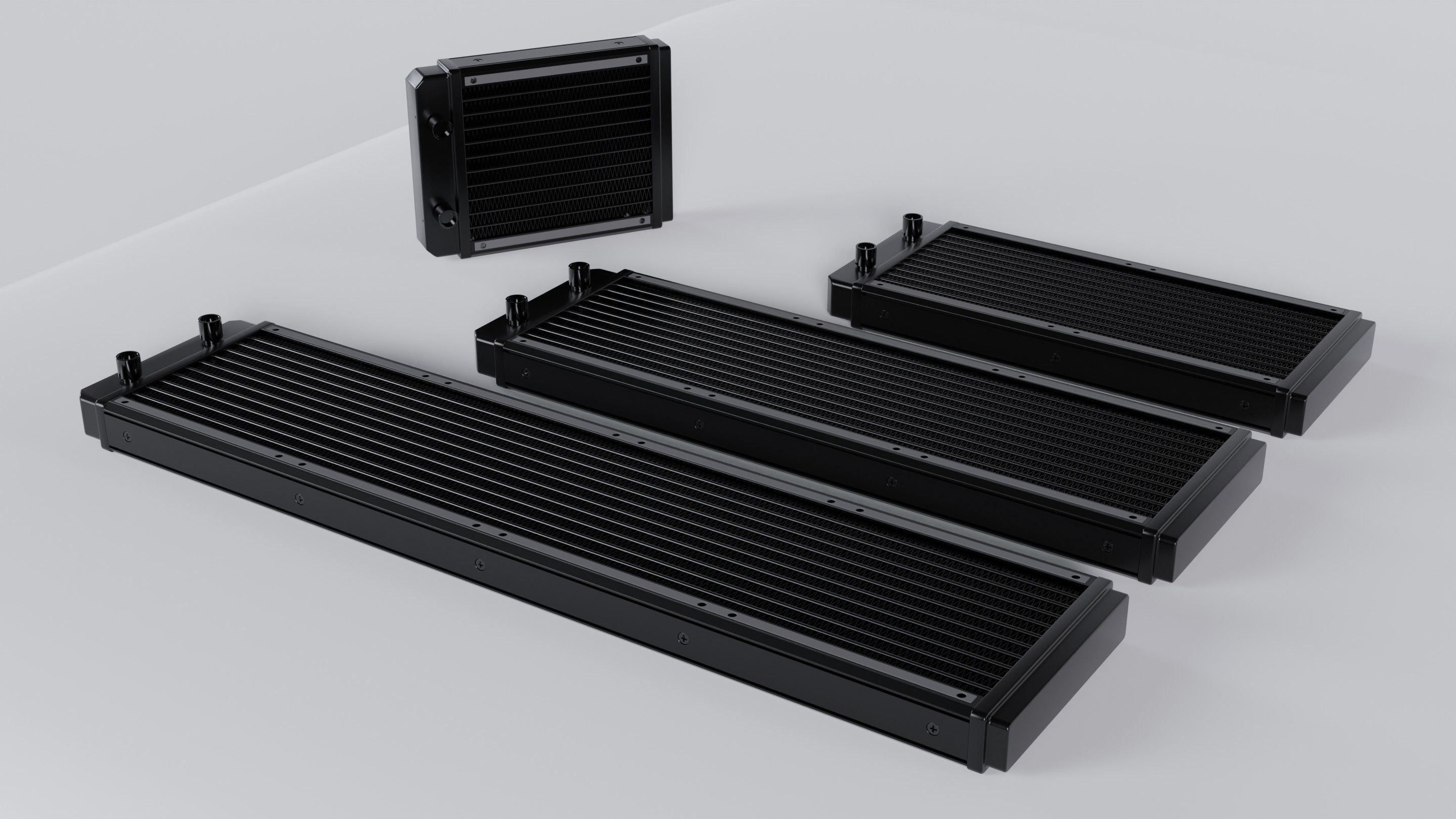 3D Model Collection Water cooling radiators - 120-480mm VR / AR / low ...