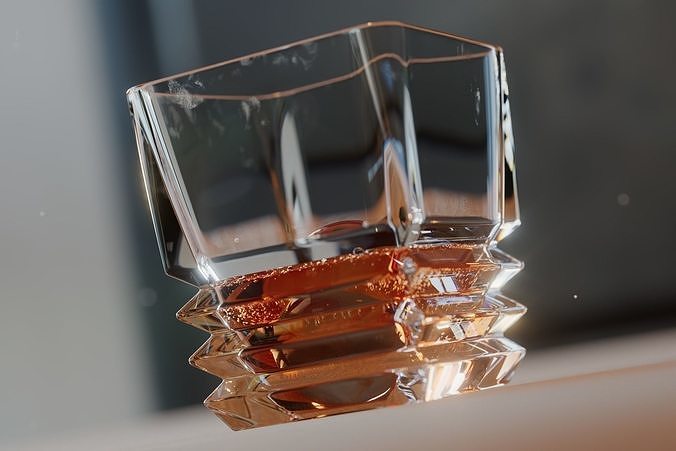 Luxury Square Rock Whiskey Glass 3D model | CGTrader