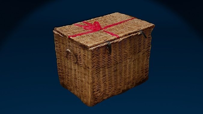 3D model Wicker Box Chest Photoscan With Bow VR / AR / low-poly | CGTrader