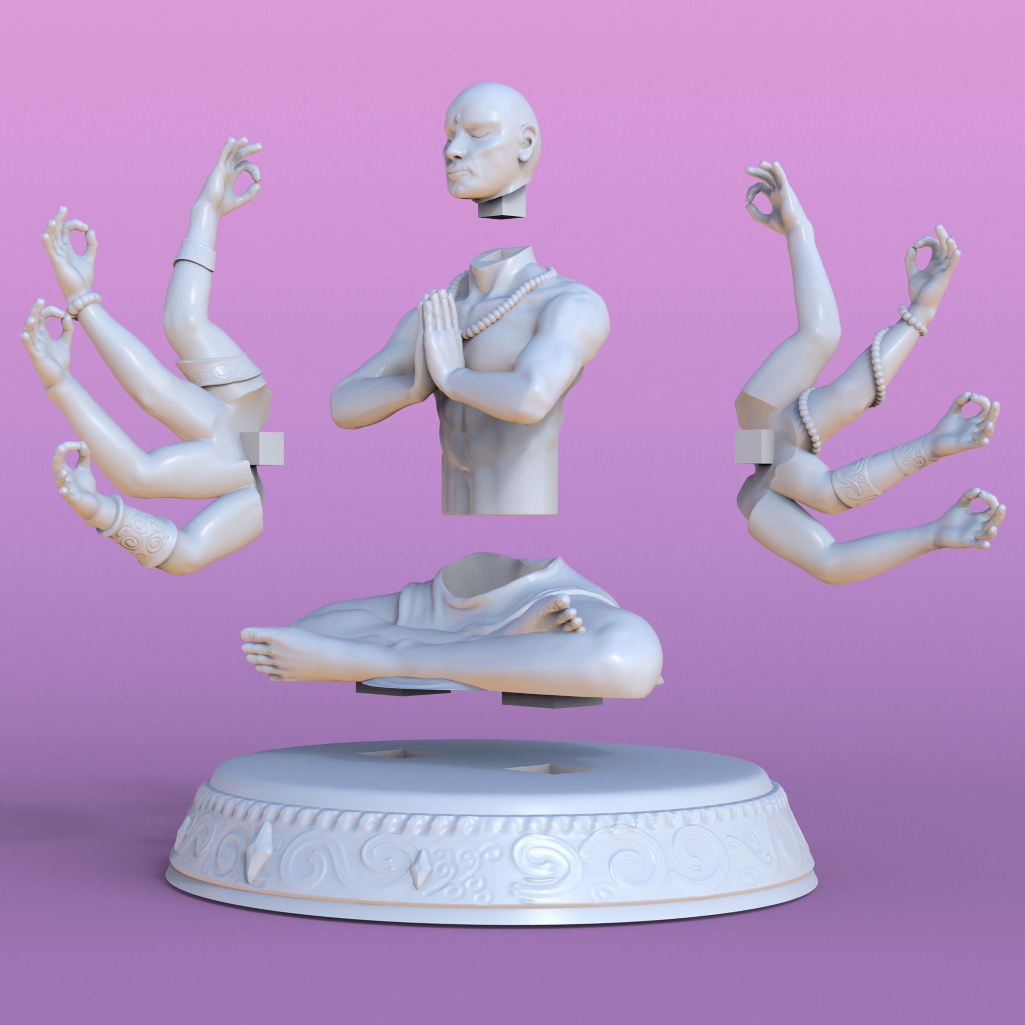 monk - meditation 3D model 3D printable | CGTrader