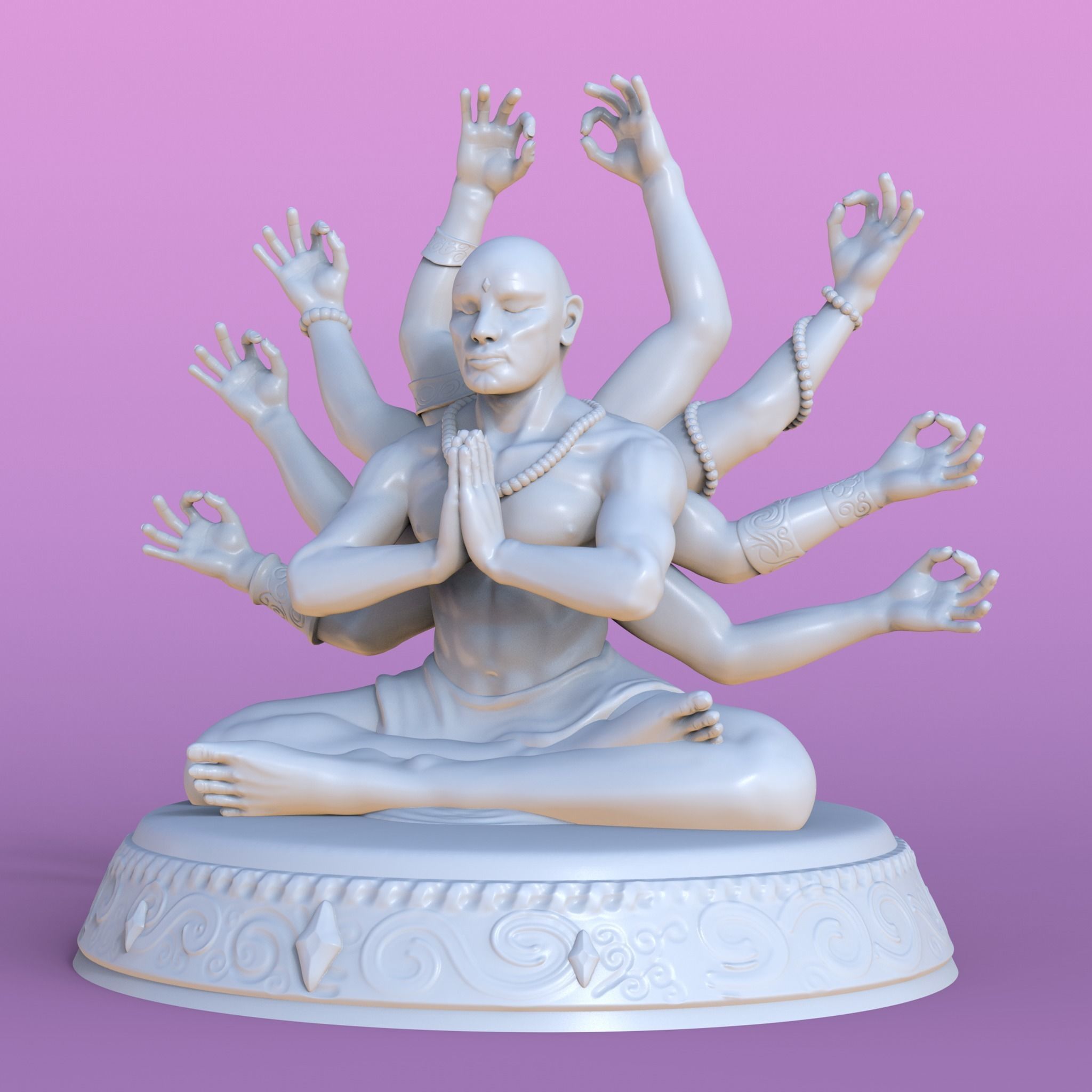 monk - meditation 3D model 3D printable | CGTrader