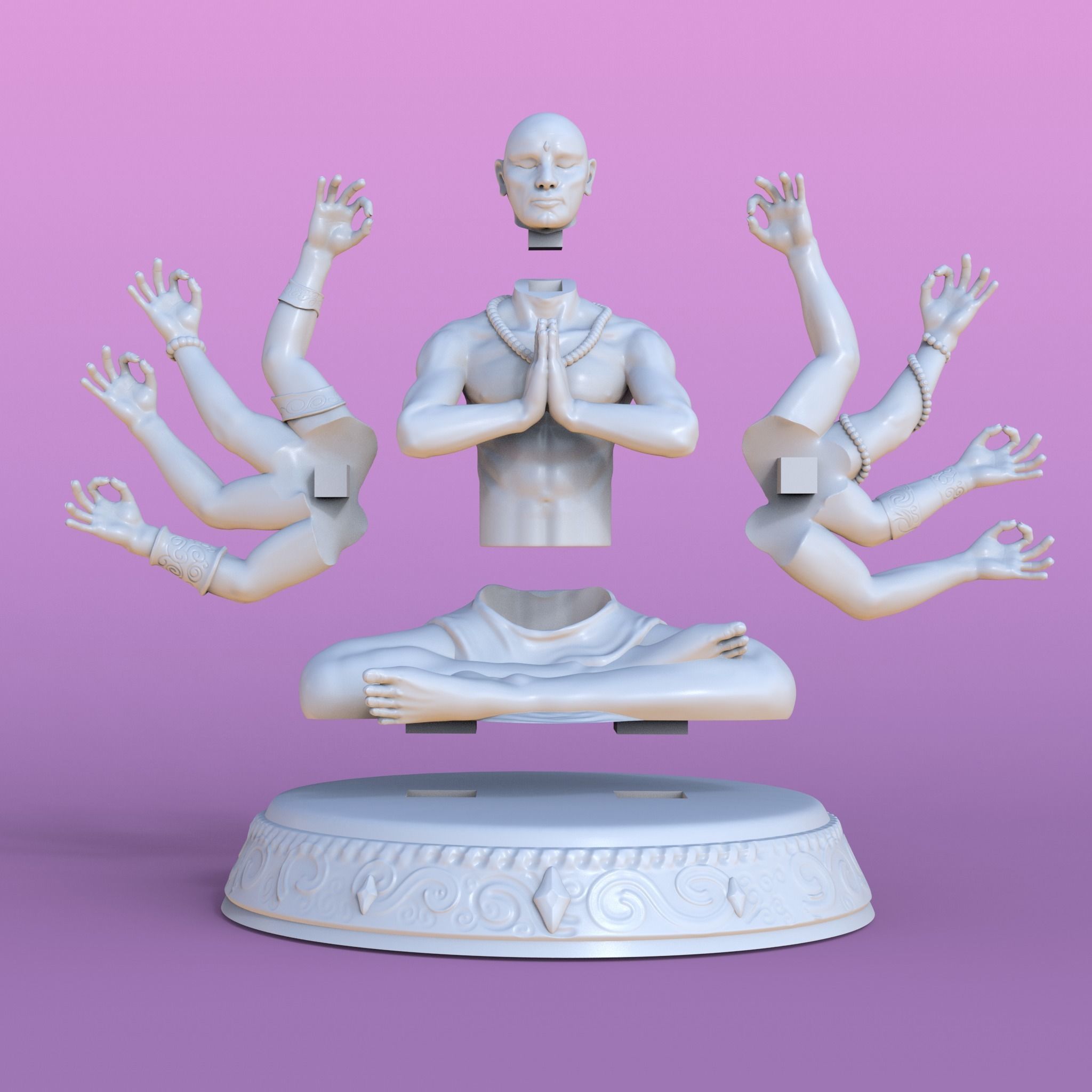 monk - meditation 3D model 3D printable | CGTrader
