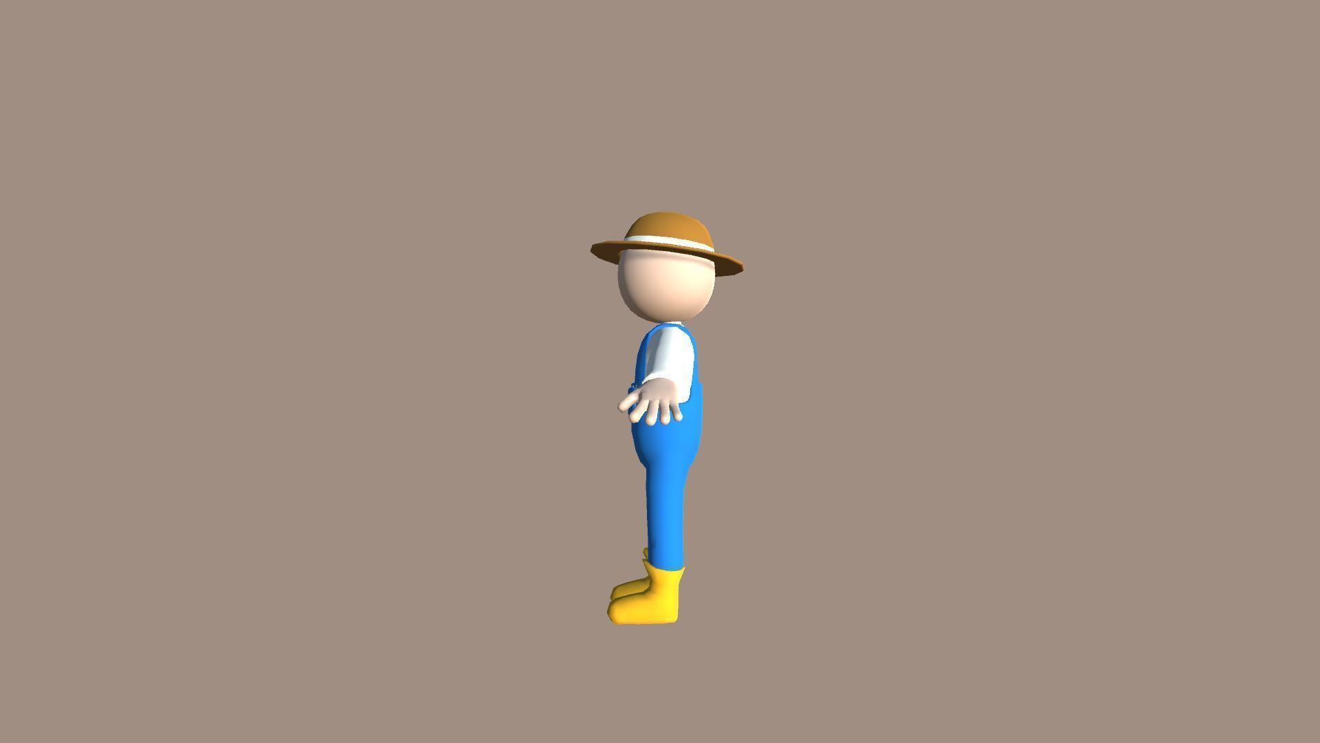 3D model Farmer- Simple Low Poly Stickman Character VR / AR / low-poly ...
