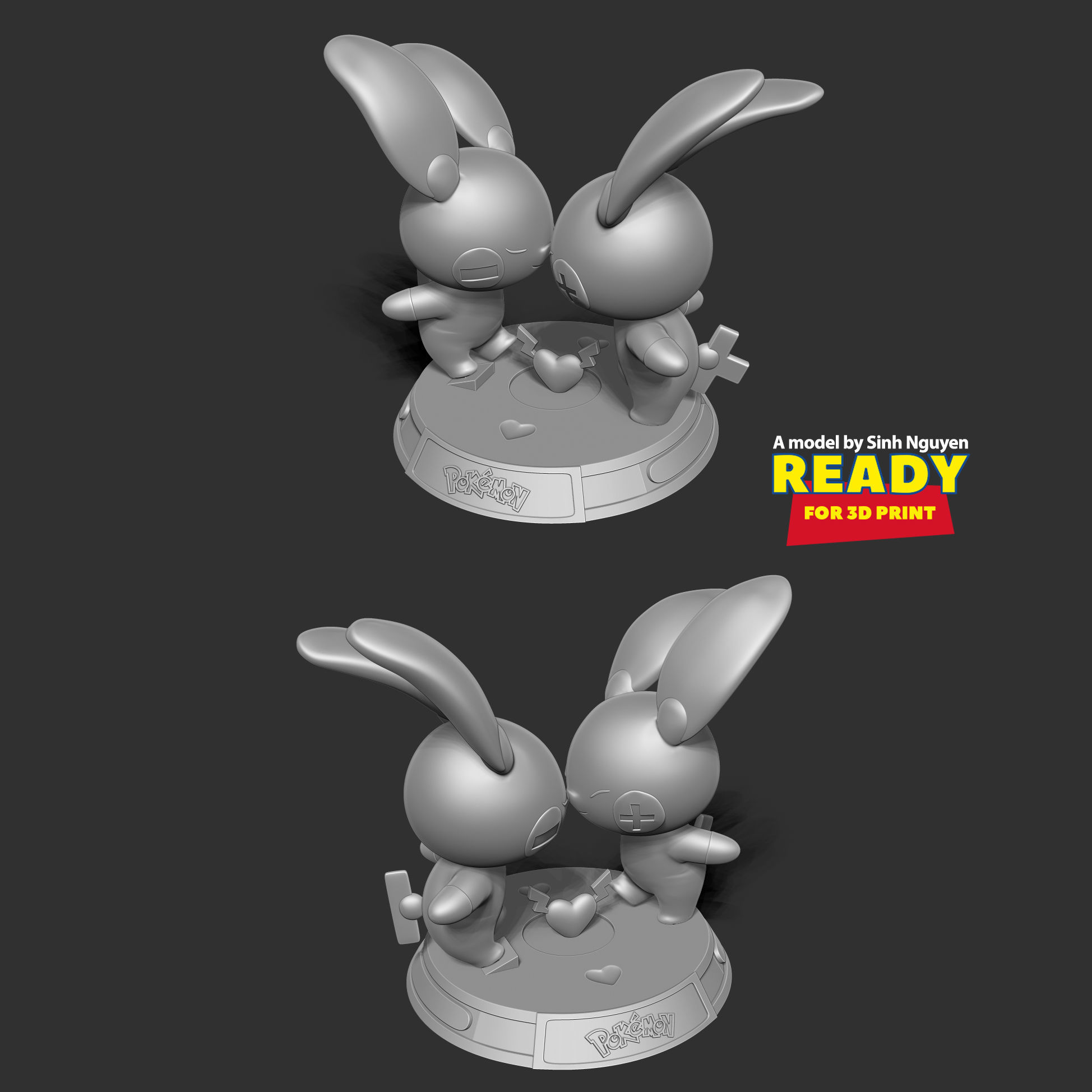 Plusle and Minun - Pokemon Fanart 3D model 3D printable | CGTrader