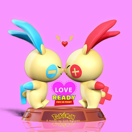 Plusle and Minun - Pokemon Fanart 3D model 3D printable | CGTrader