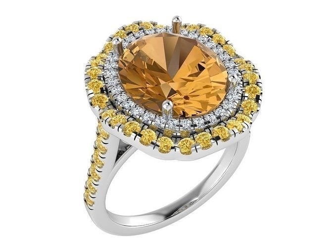 Stylish big yellow stone diamond ring 3201 3D print model 3D model 3D ...
