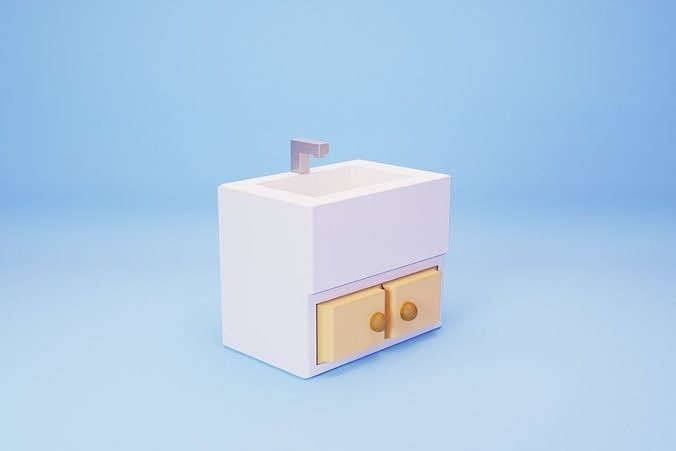 3D model Sink with Cabinet Cartoon Style VR / AR / low-poly | CGTrader