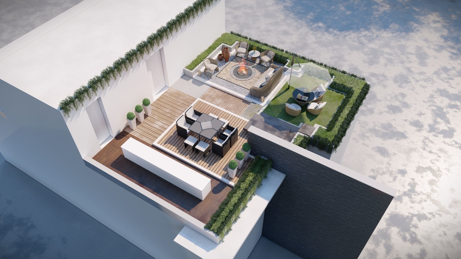 Roof top landscape design with conservatory 3d model 3D model | CGTrader