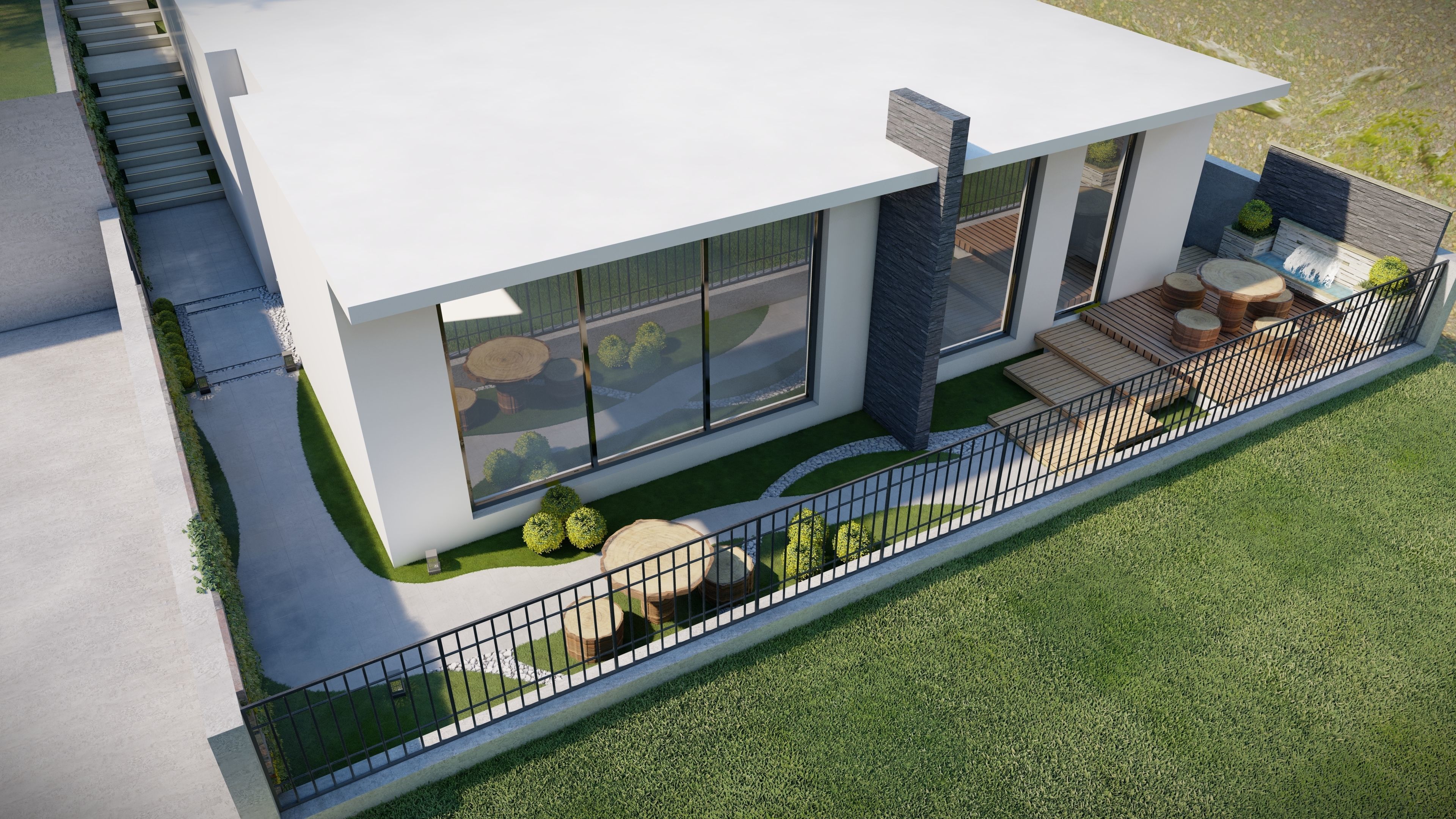 Roof top landscape design with conservatory 3d model 3D model | CGTrader