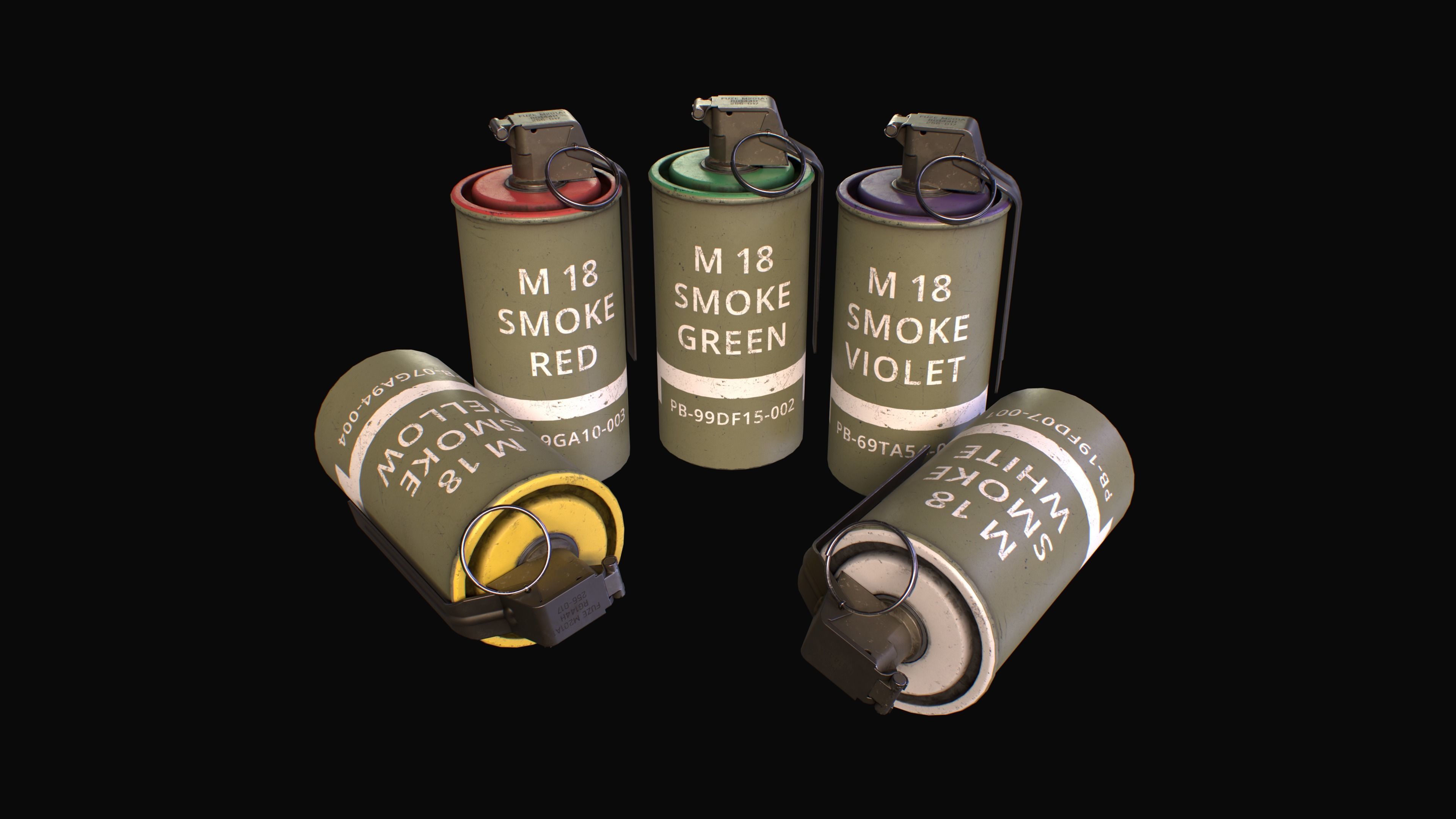 3D model M18 Colored Smoke Grenade VR / AR / low-poly | CGTrader