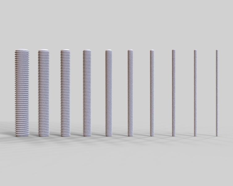 M3 to M20 x 120mm Threaded Bars 3D model 3D printable | CGTrader