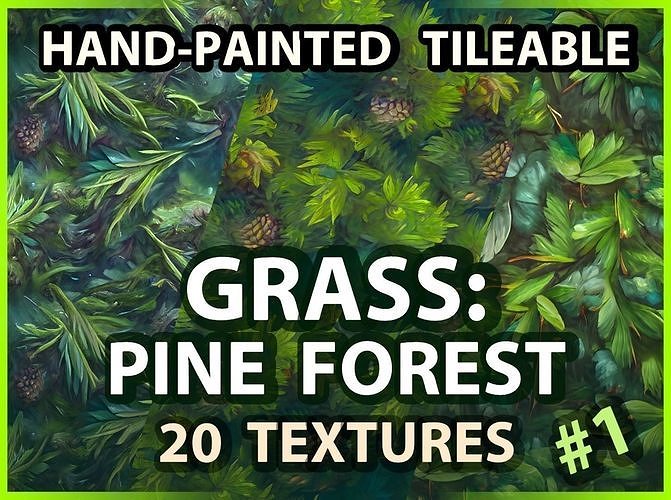 Texture Grass Pine Forest Floor --20 TEXTURES-- Hand-painted --PACK 1 ...