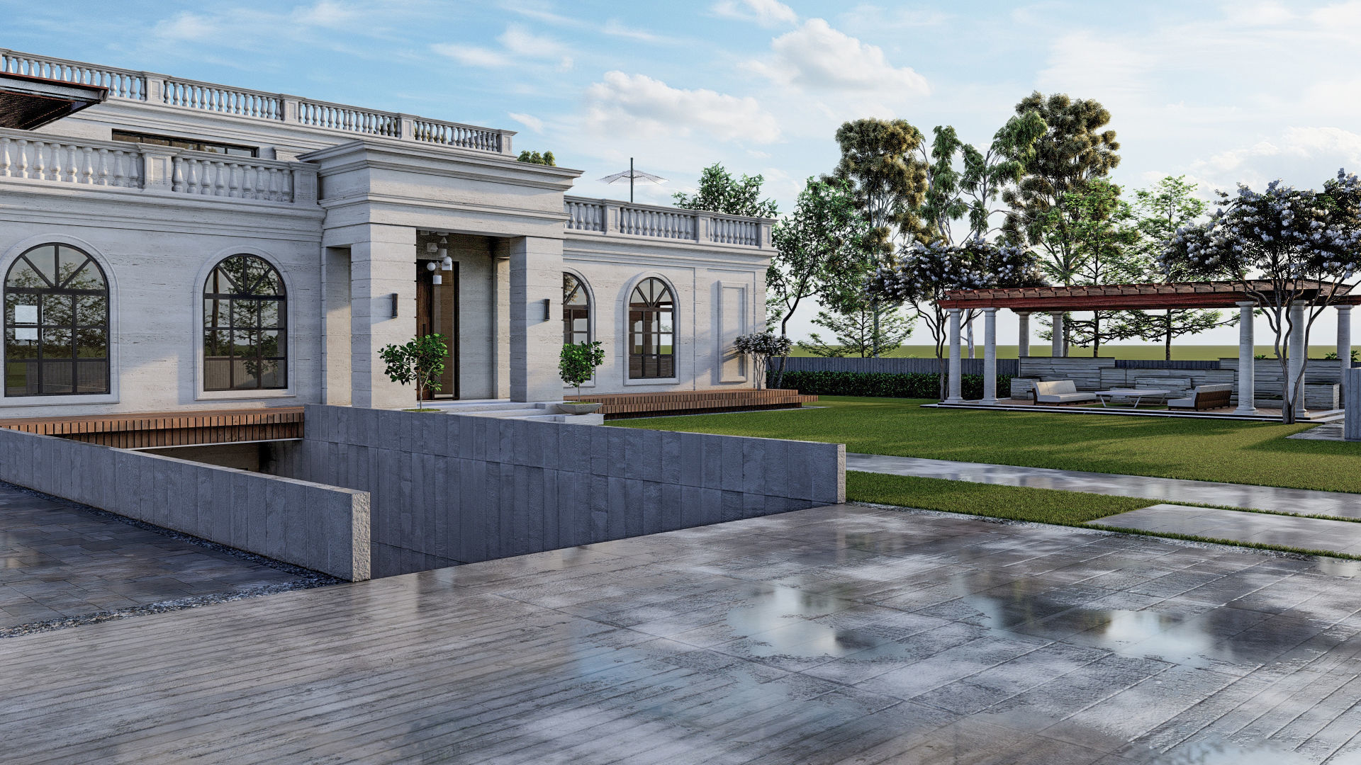 Neoclassical House design with roof top landscape 3D model | CGTrader