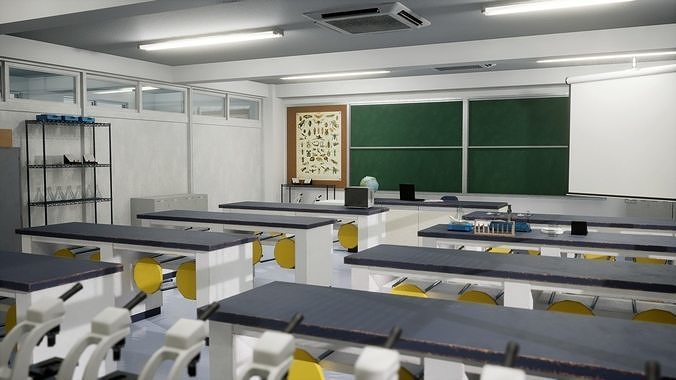 3D model Japanese School Science Classroom VR / AR / low-poly | CGTrader