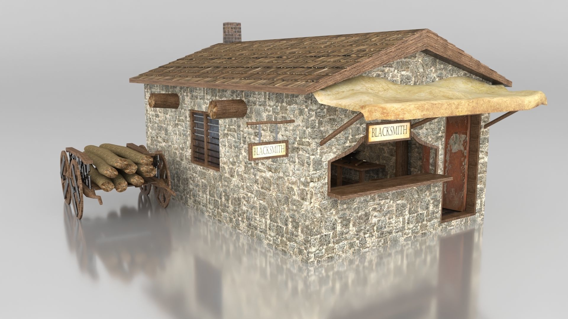 3D model Medieval Blacksmith Shop VR / AR / low-poly | CGTrader