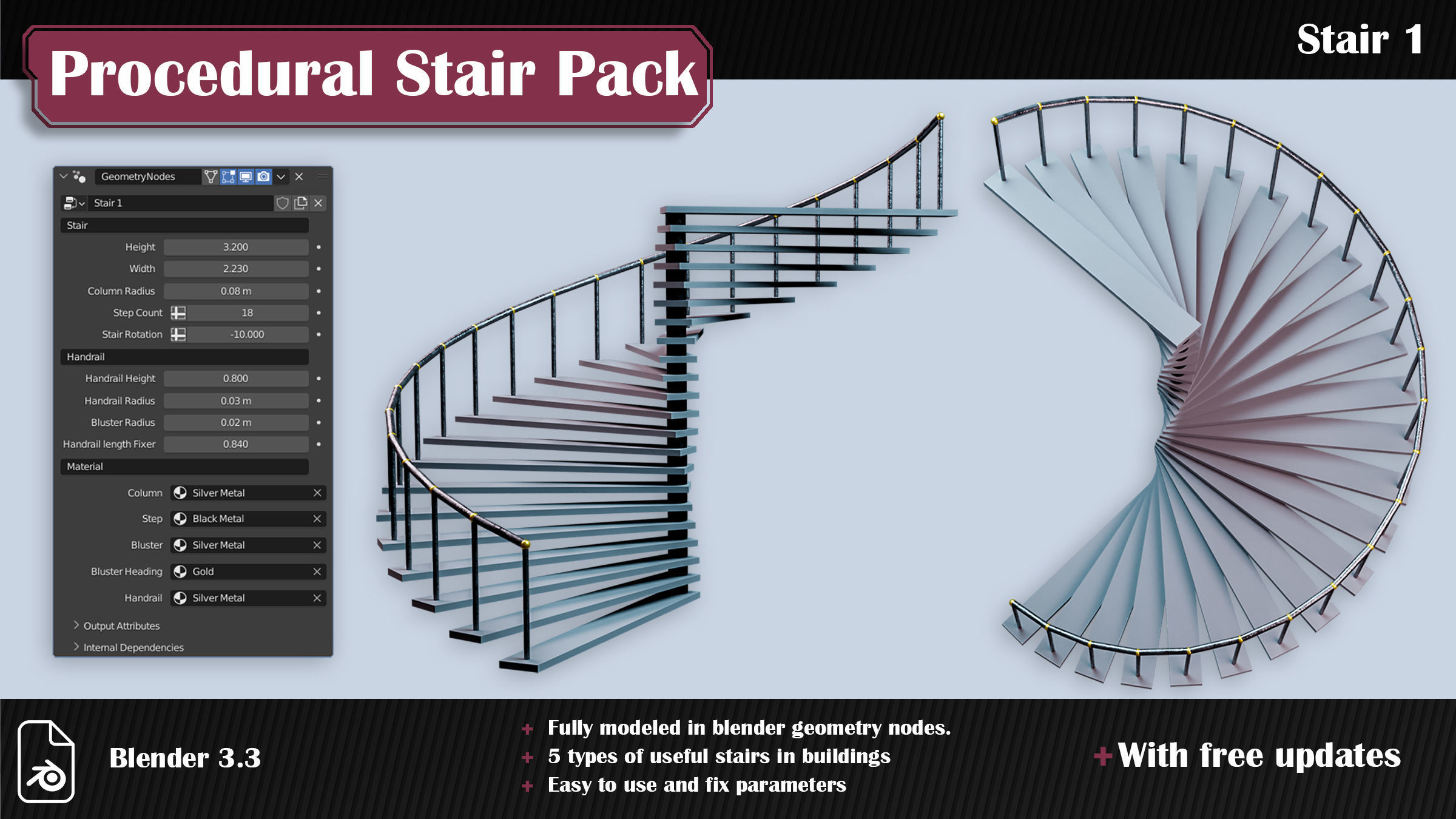 Procedural Stair Pack 3D model | CGTrader