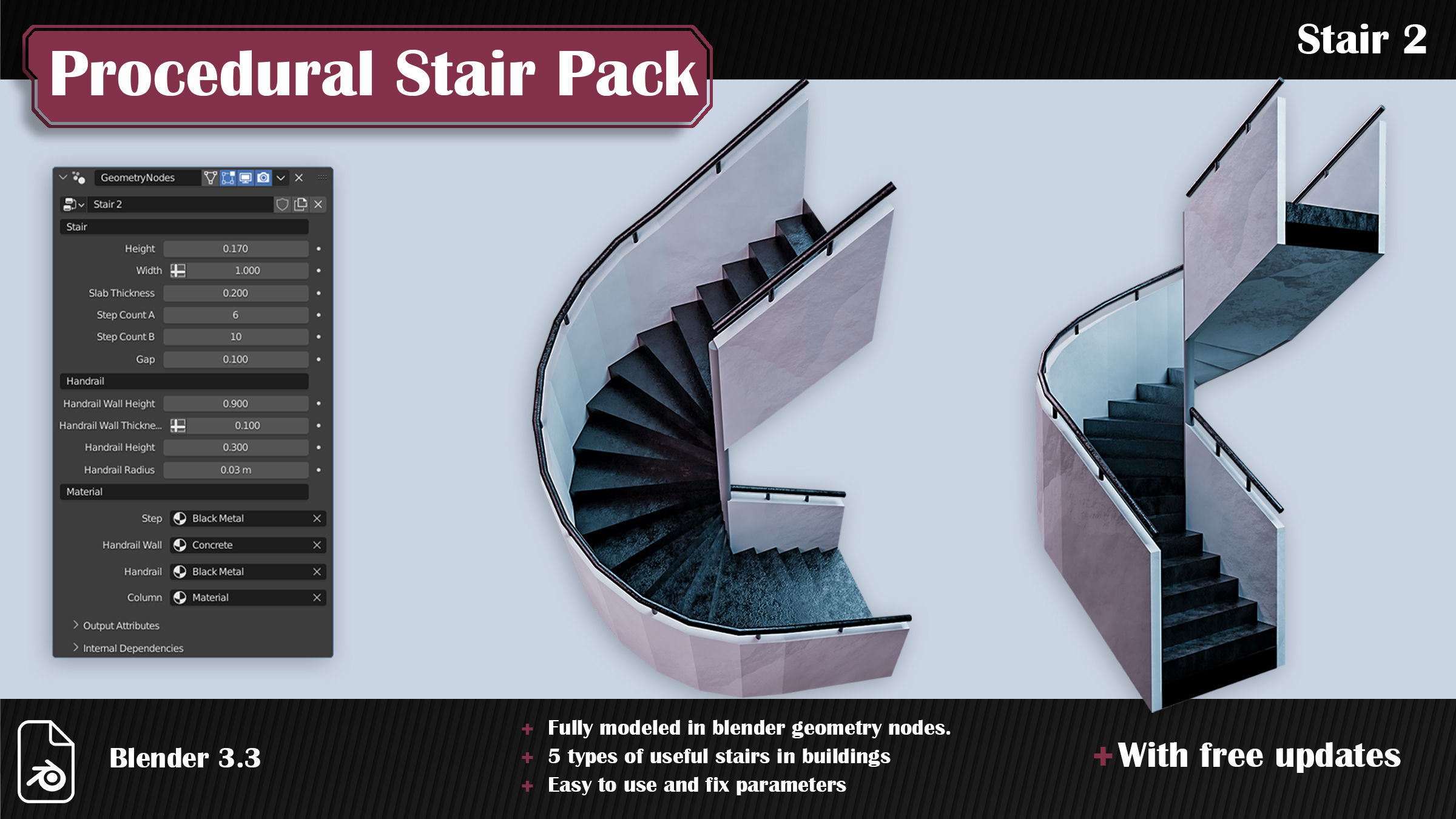Procedural Stair Pack 3D model | CGTrader