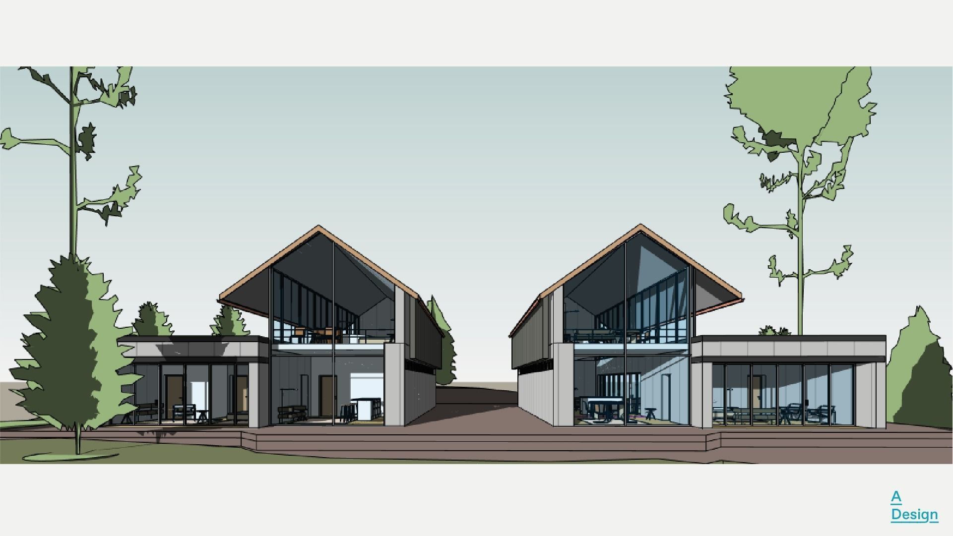 Twin houses - Revit 3D model | CGTrader