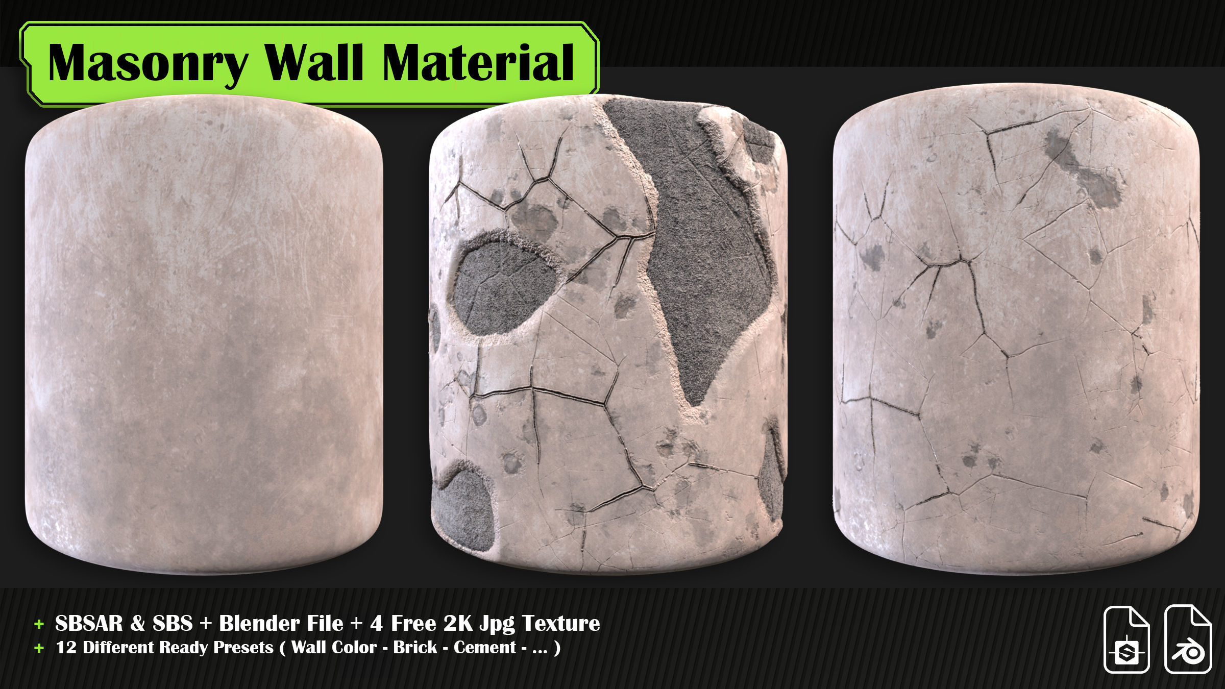 Procedural Masonry Wall PBR Material 3D model | CGTrader