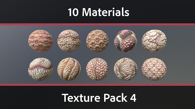 10 Materials Skin Monster Seamless PBR Pack 4 3D Model Collection ...