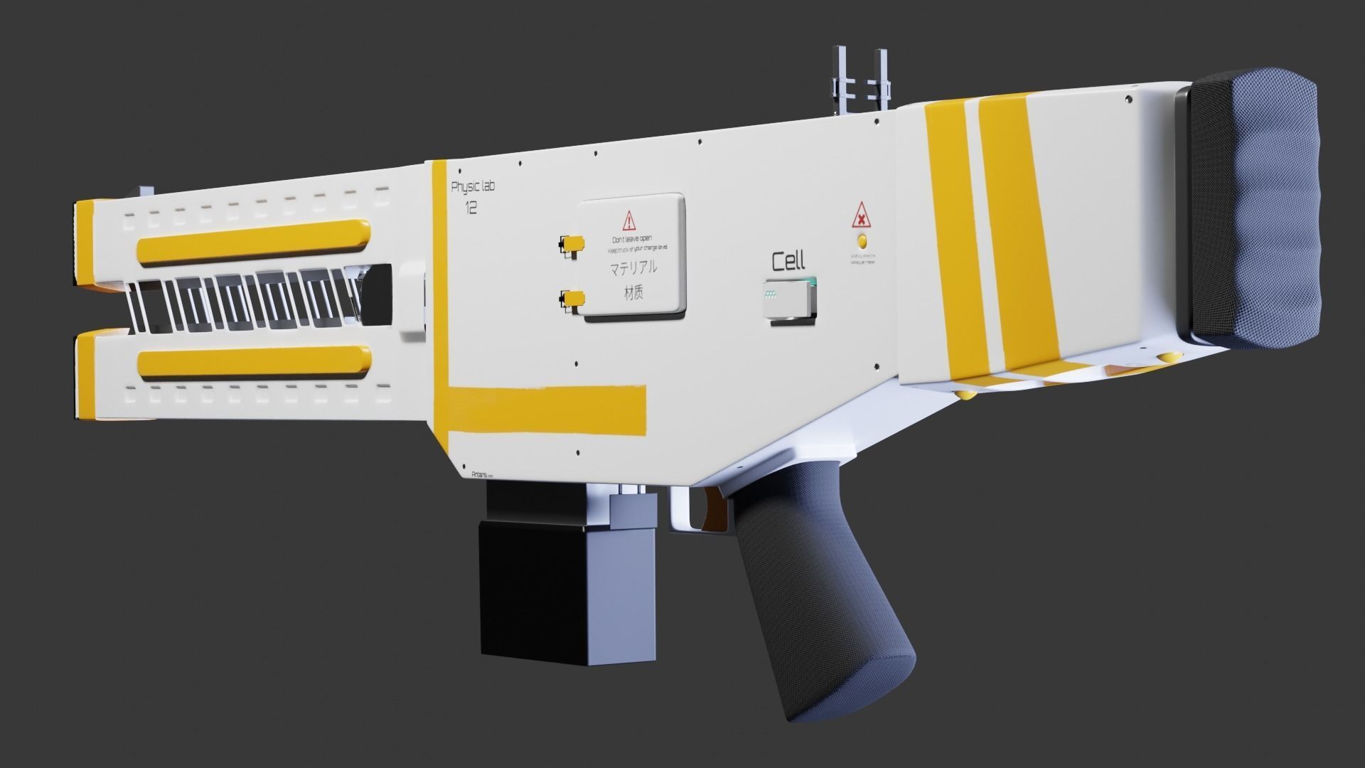 Railgun gun with stripes 3D model | CGTrader