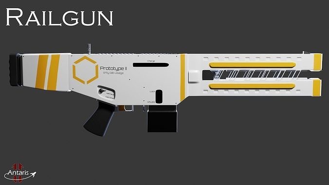 Railgun gun with stripes 3D model | CGTrader