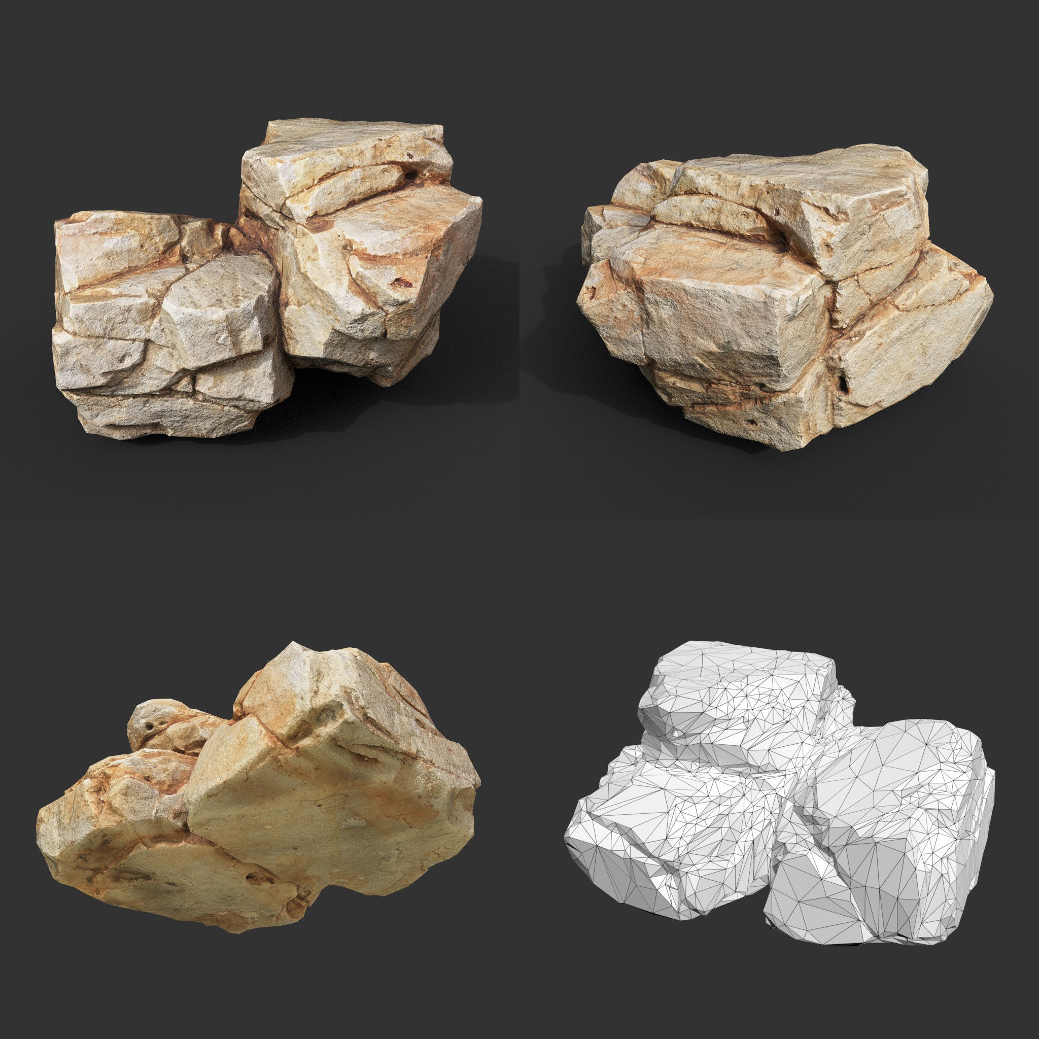 3D model Yellow Horizontal Rock Modular 221123 - Ultra HD 16K Texture ...