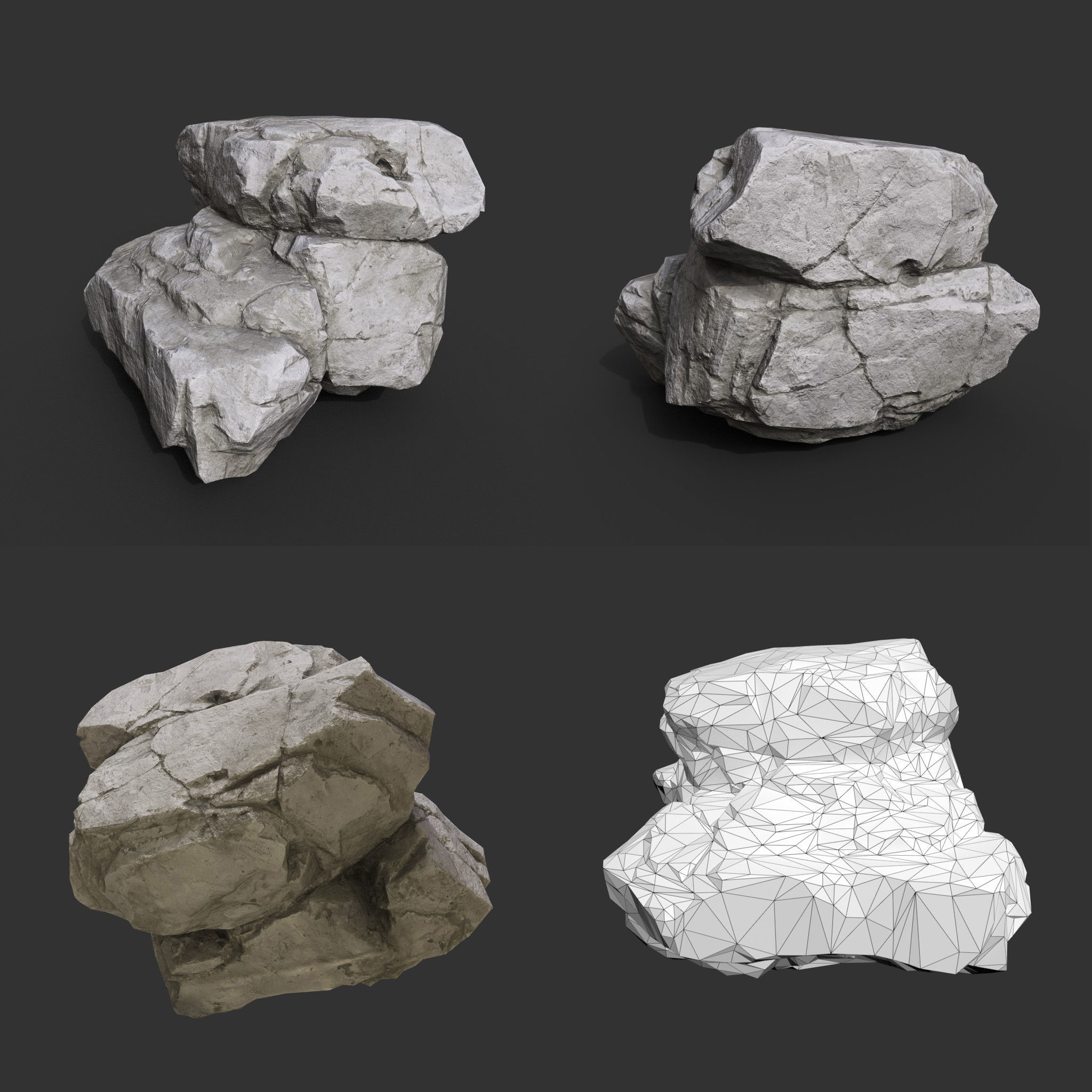 3D model Gray Horizontal Rock Modular 221123 - Ultra HD 16K Texture VR ...