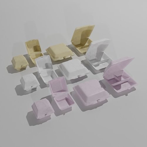 Styrofoam Containers Pack 3D model | CGTrader