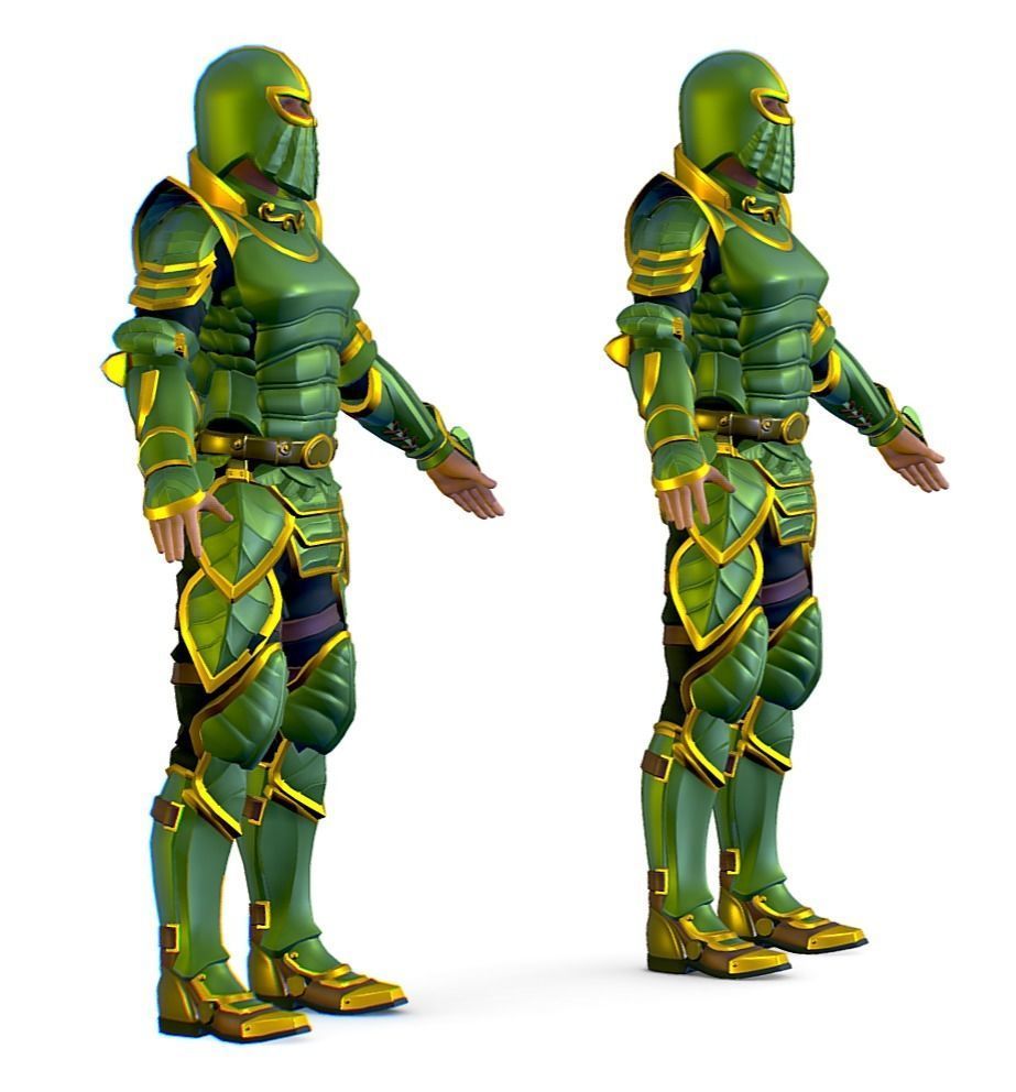 3D model Subdivision 3D Men The Knight in Green Armor VR / AR / low ...