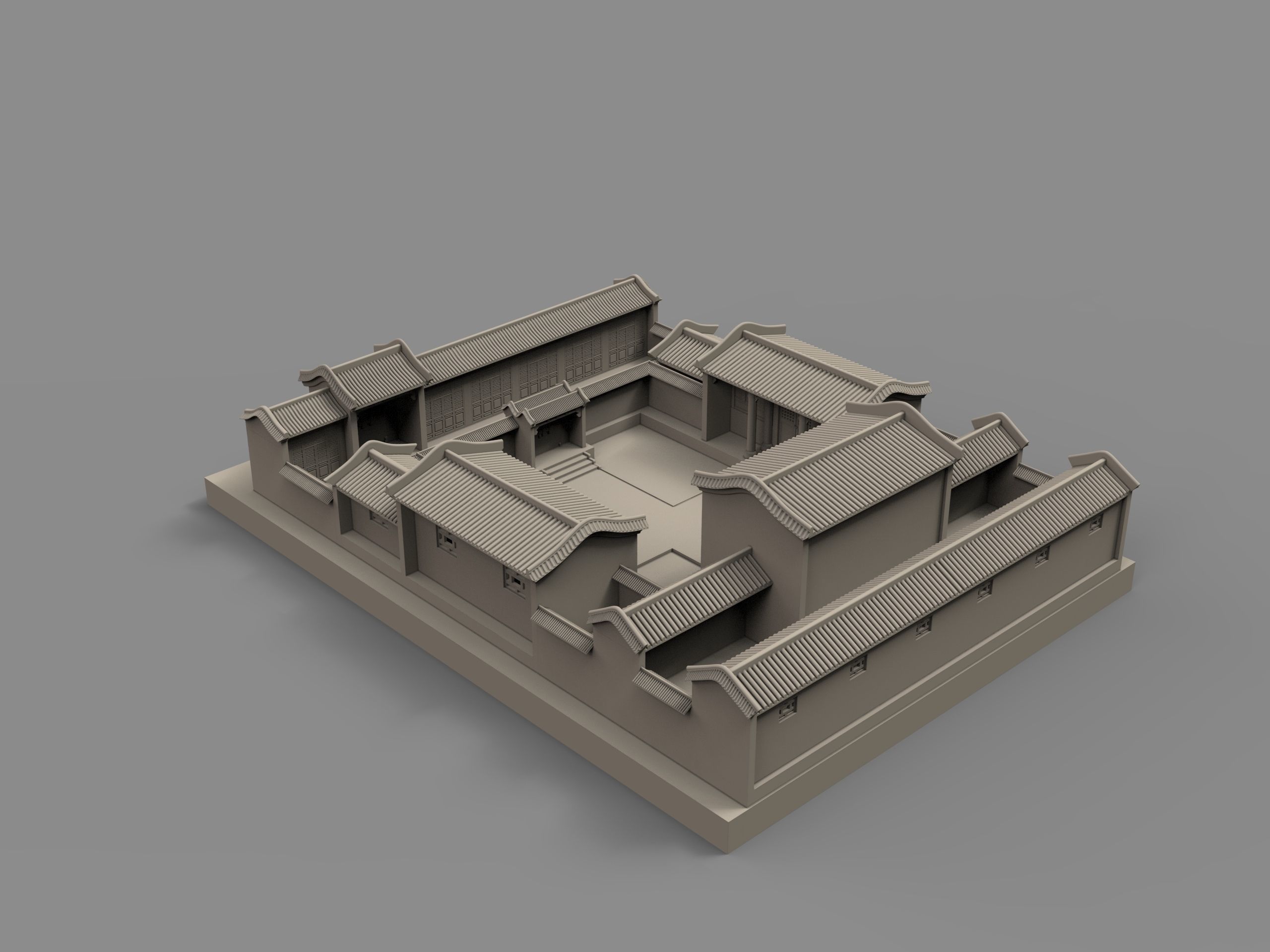 Chinese style building courtyard free 3D model 3D printable | CGTrader