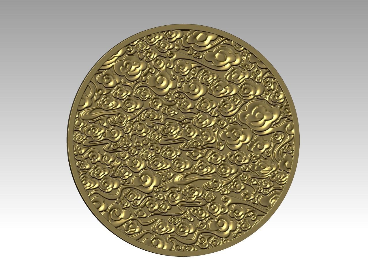 Circular relief auspicious cloud pattern STL circular cloud 3D model 3D ...