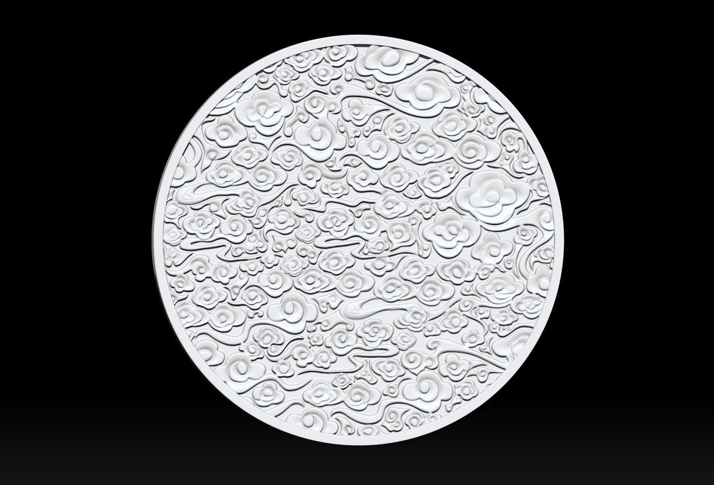 Circular relief auspicious cloud pattern STL circular cloud 3D model 3D ...