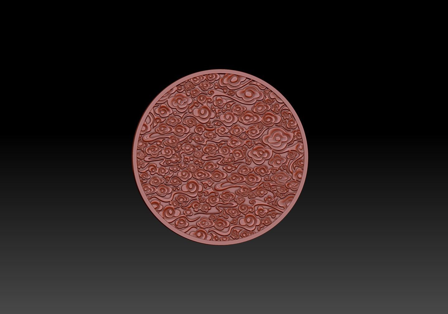 Circular relief auspicious cloud pattern STL circular cloud 3D model 3D ...