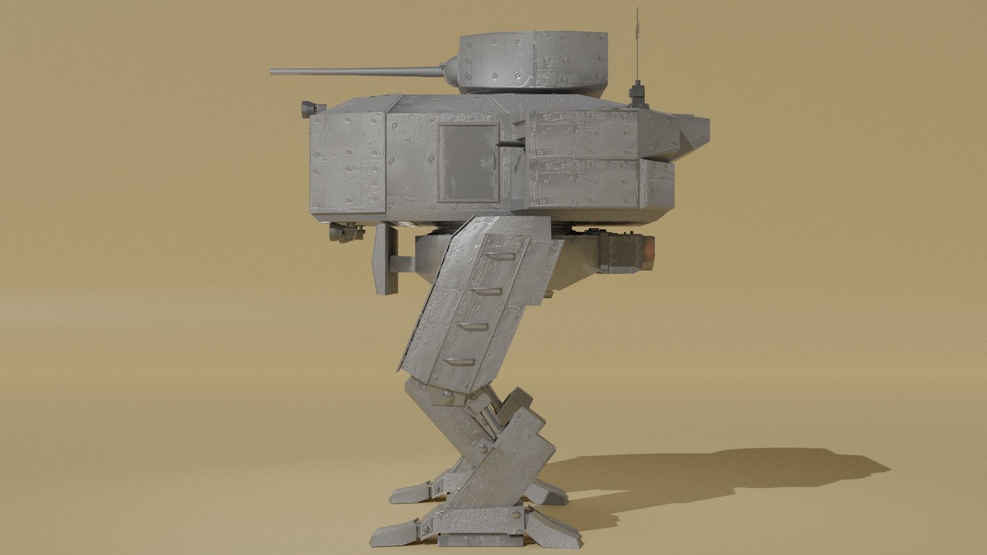 3D model Panzer Mech Walker with RIG and LOWPOLY Default camo VR / AR ...