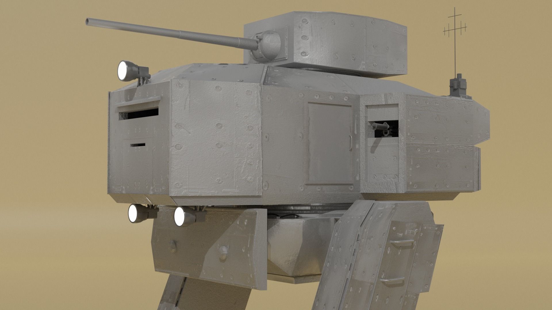 3D model Panzer Mech Walker with RIG and LOWPOLY Default camo VR / AR ...