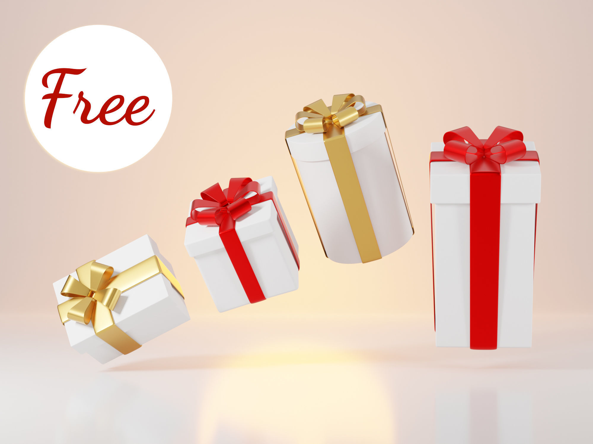 Gift Boxes Set 3D model For Free free 3D model | CGTrader